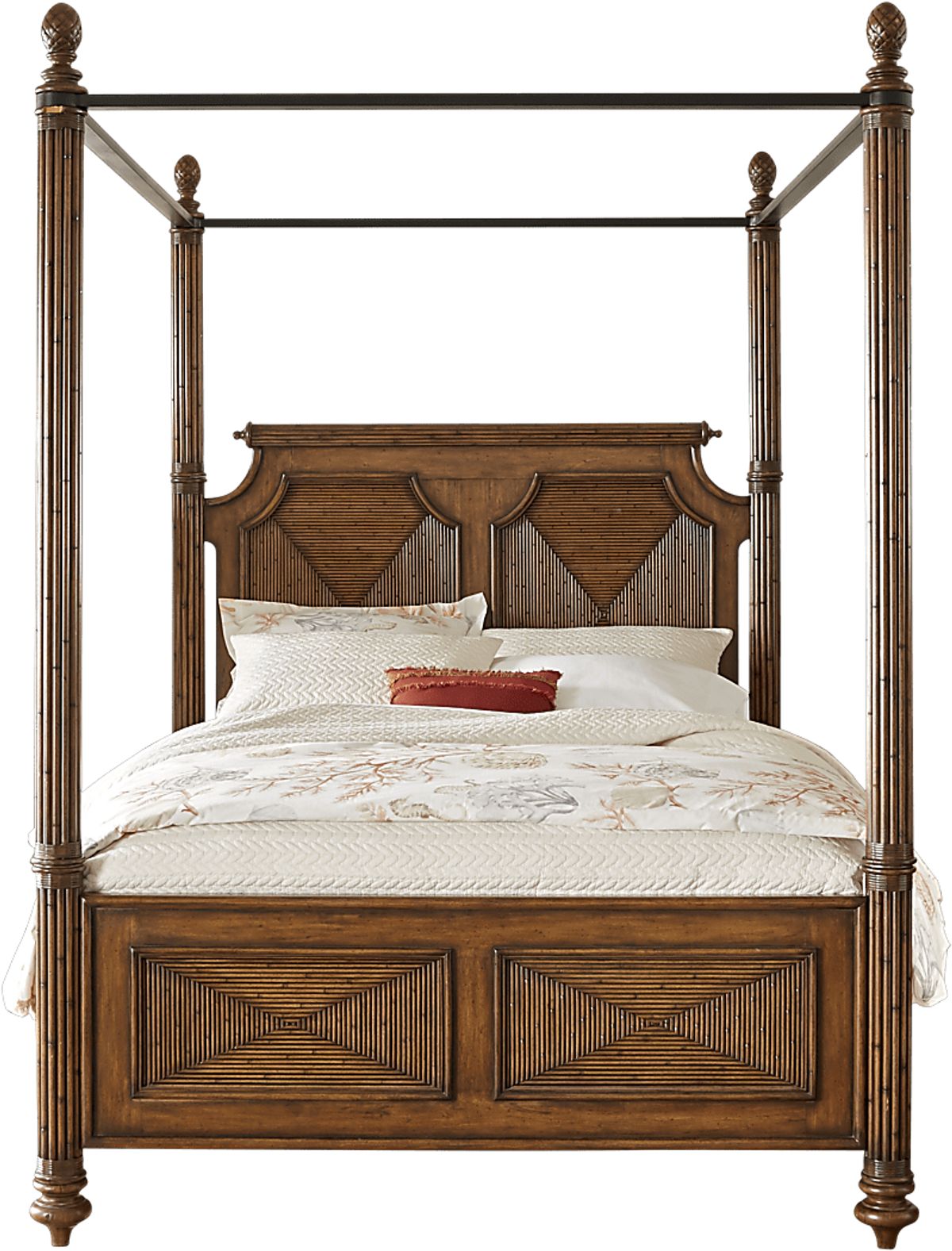 Caribbean Islands Brown Dark Wood 4 Pc King Canopy Bed | Rooms to Go