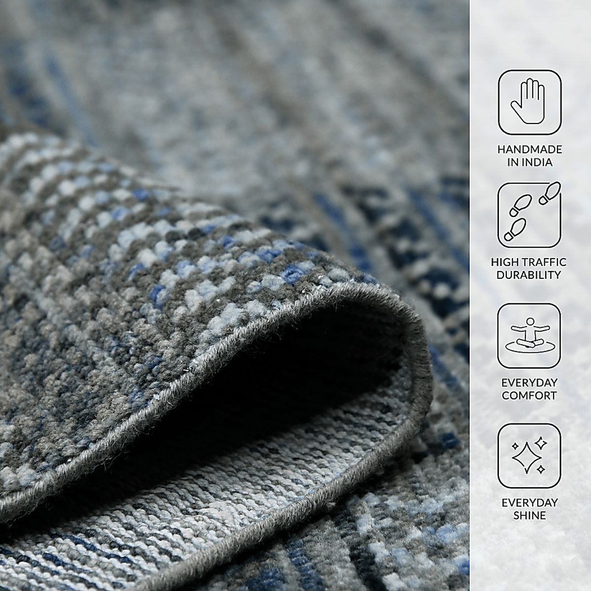 Carim Blue Wool Fabric Rugs | Rooms to Go