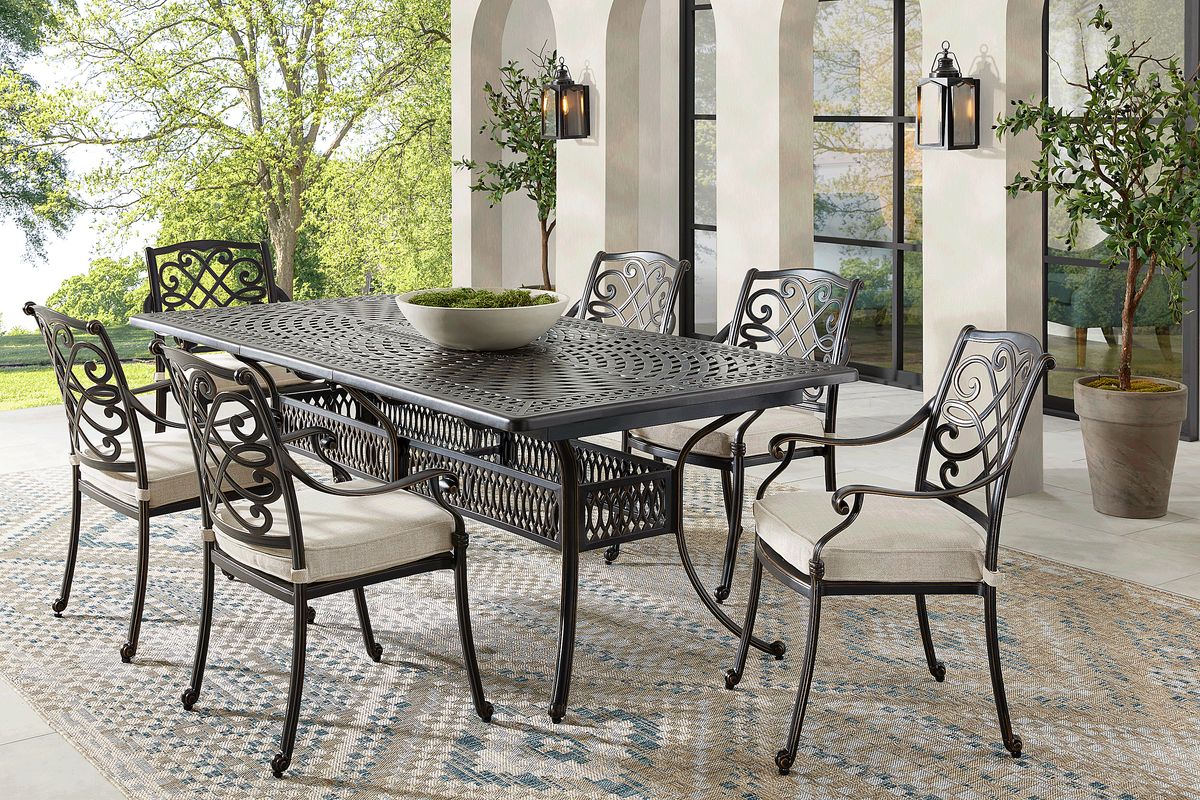 Cindy Crawford Carina 7 Pc Bronze Metal Desert Yellow Aluminum Outdoor ...