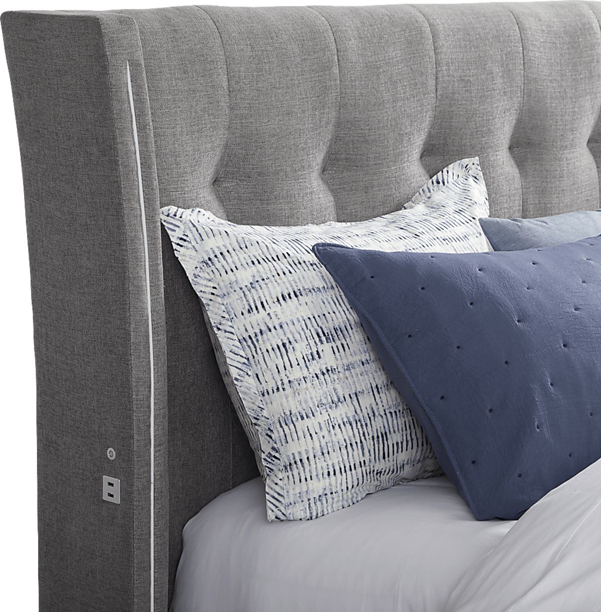 Carlie Gray 3 Pc King Upholstered Bed | Rooms to Go