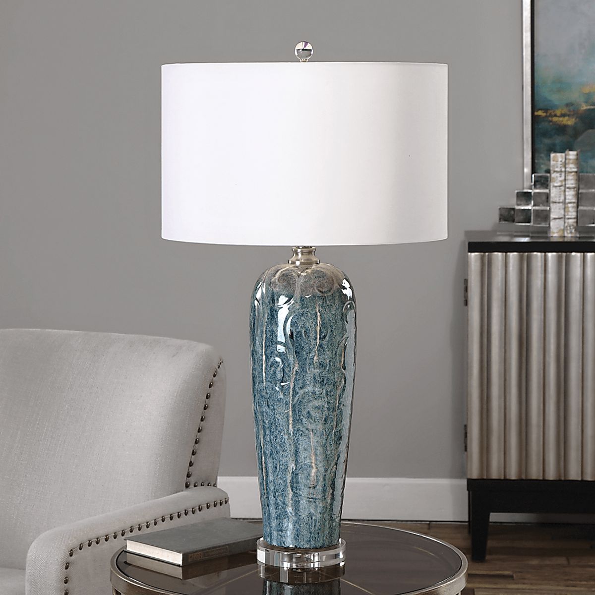 Carmean Blue Table Lamp | Rooms to Go