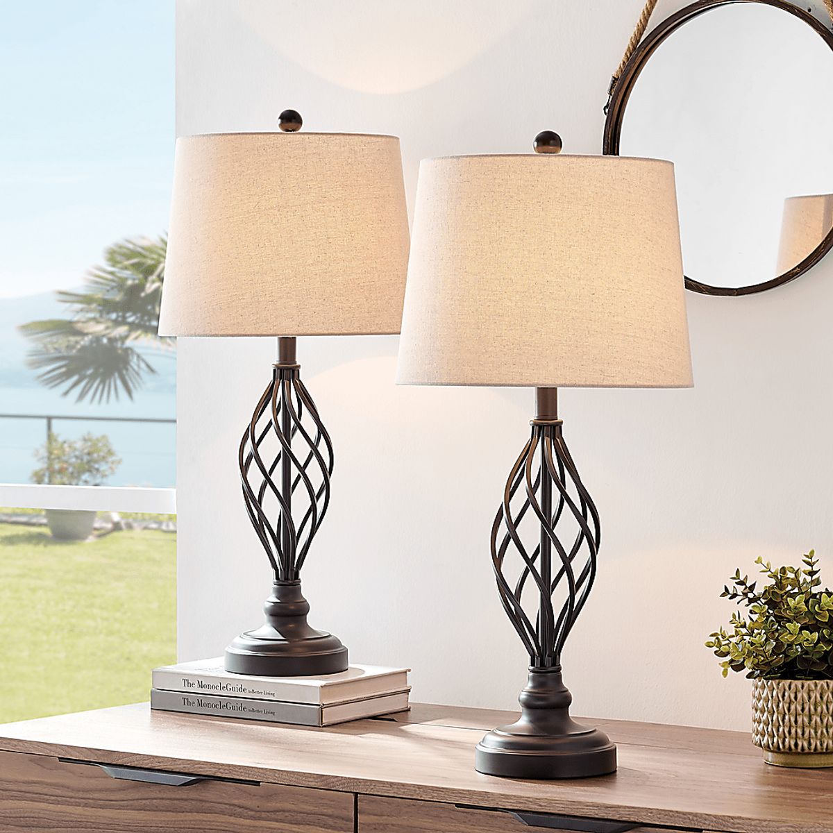 Caron Shade Bronze Brown,Yellow Table Lamp | Rooms to Go