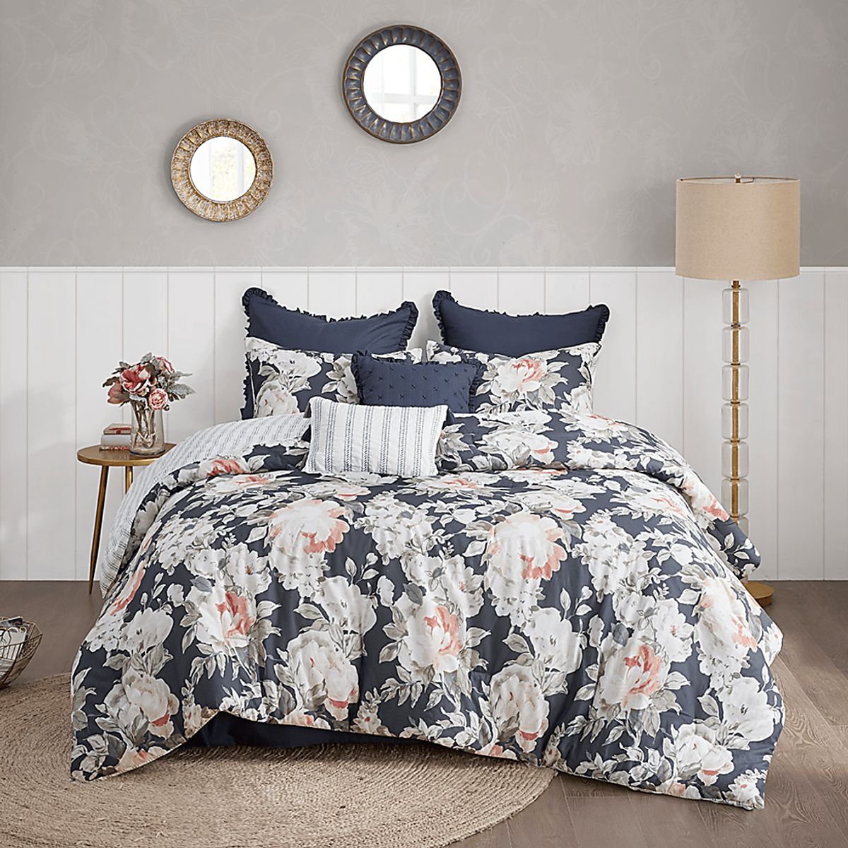 Carondelet Dark Blue Microfiber,Polyester 8 Pc California King ...