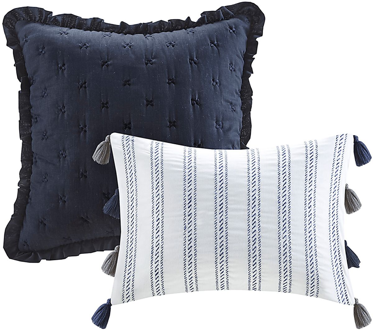 Carondelet Dark Blue Microfiber,Polyester 8 Pc King Comforter Set ...