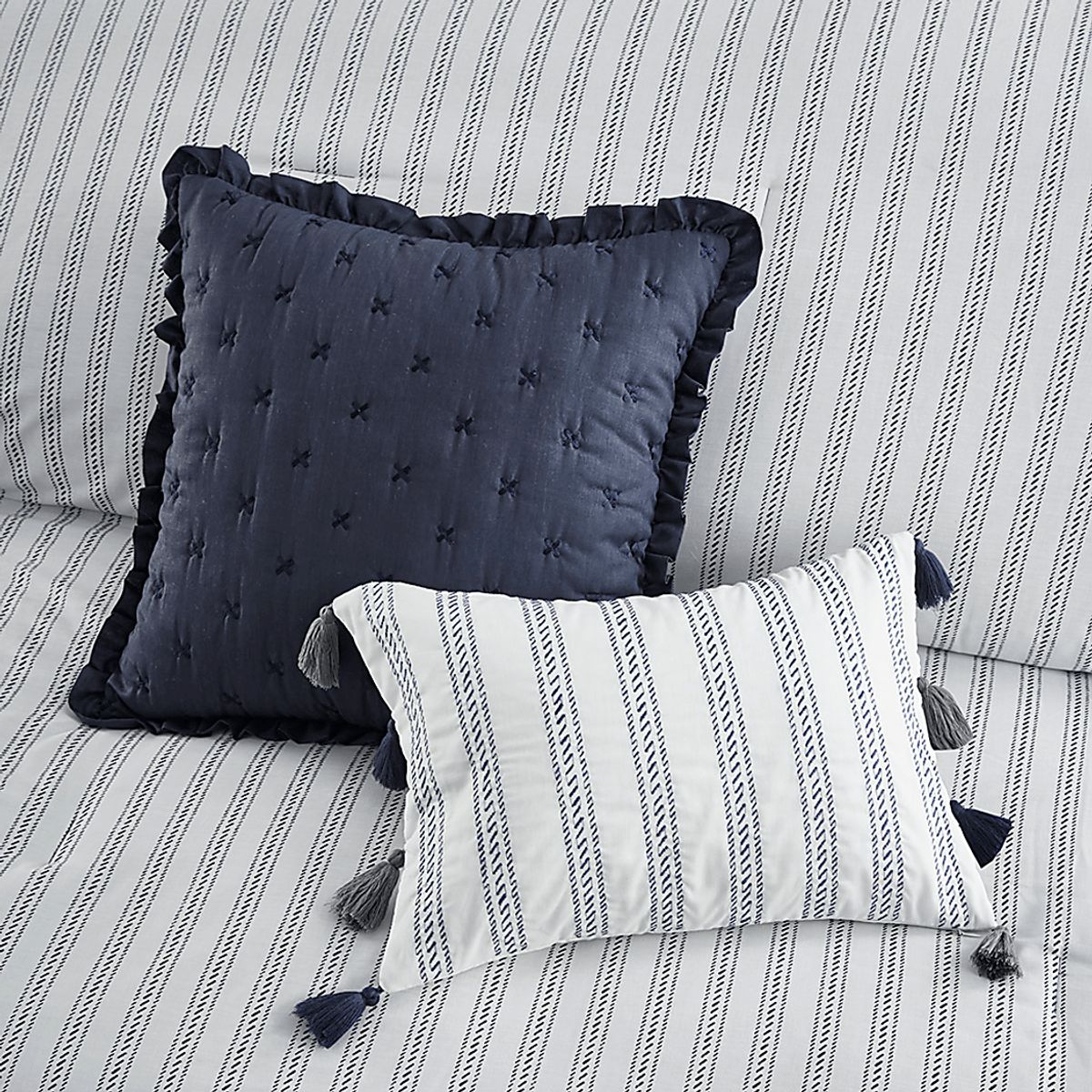 Carondelet Dark Blue Microfiber,Polyester 8 Pc King Comforter Set ...
