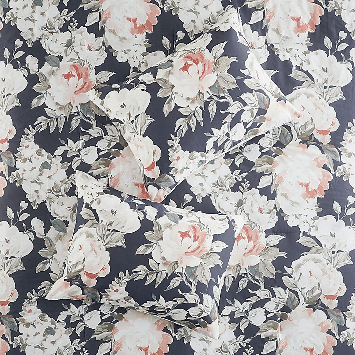 Carondelet Dark Blue Microfiber,Polyester 8 Pc Queen Comforter Set ...