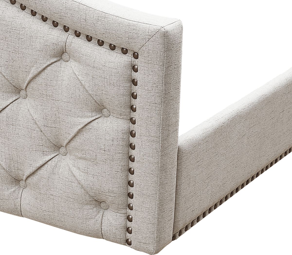 Carrollview Beige Colors,Light Wood,White Polyester Fabric Queen Bed ...