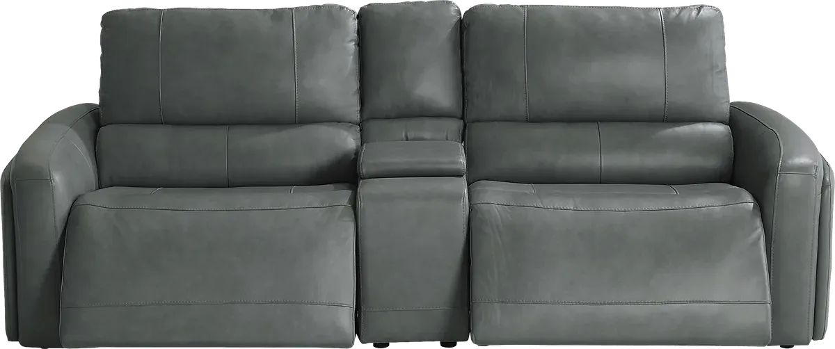 Shaquille O'Neal Home Cascade Way Blue Leather 3 Pc Dual Power ...