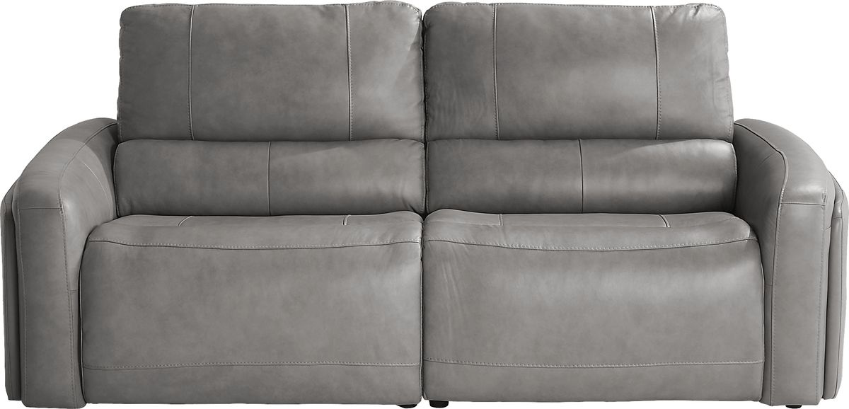 Shaquille O'Neal Home Cascade Way Gray Leather 2 Pc Dual Power ...