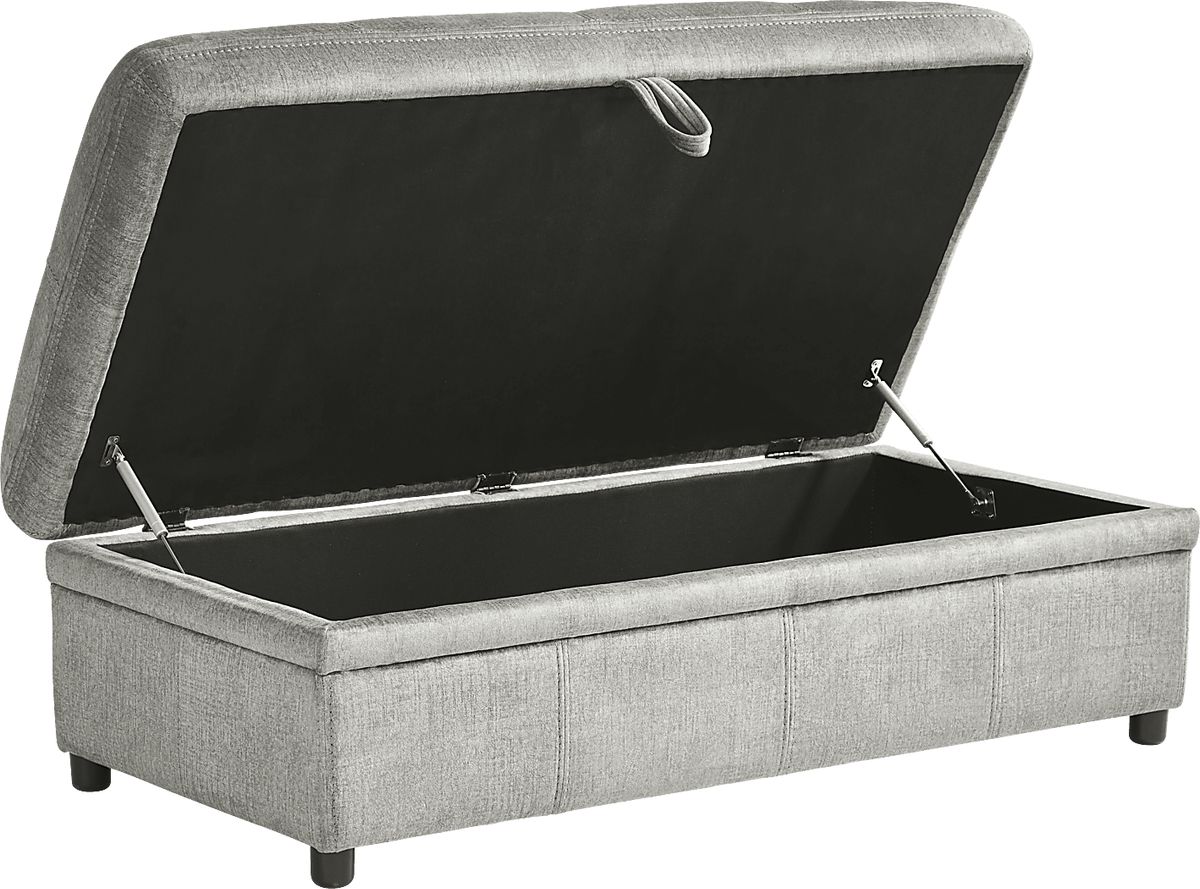Cashton Heights Gray Microfiber Storage Ottoman | Rooms to Go