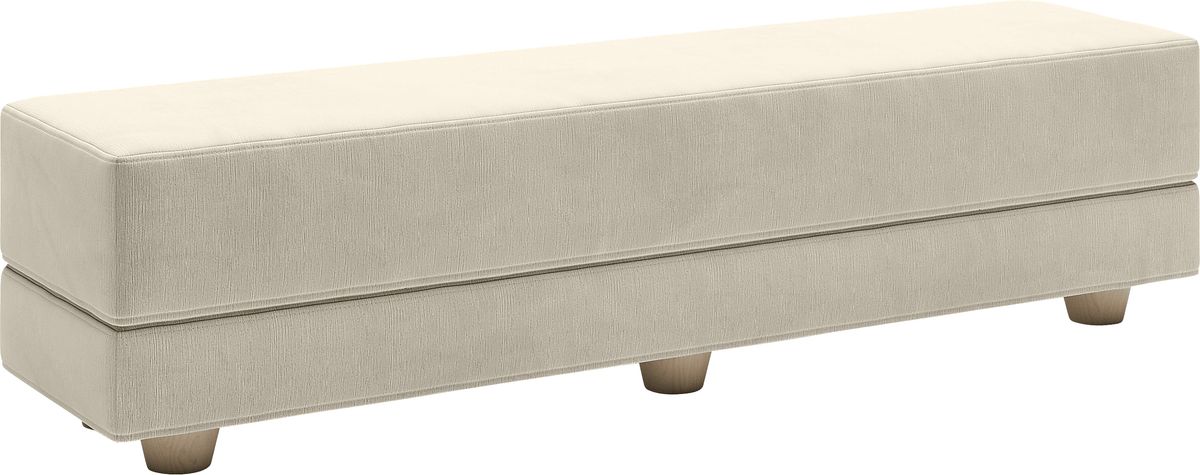 Casila Ivory Beige Polyester Fabric Twin Bed Bench | Rooms to Go