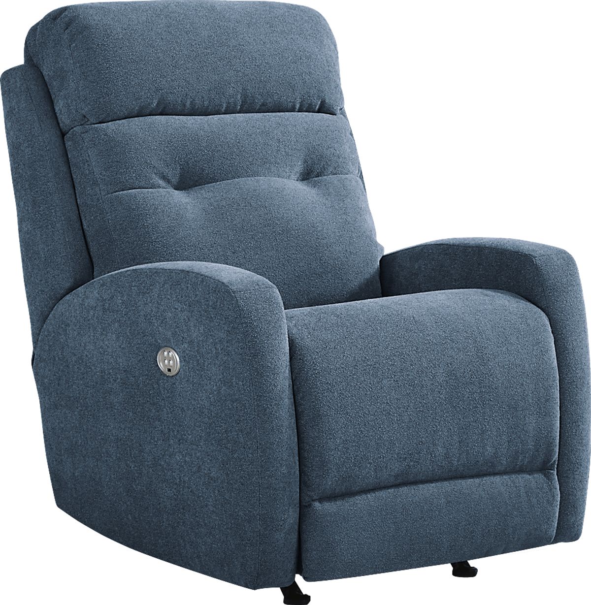 Cason Lane Blue Chenille Fabric Dual Power Recliner | Rooms to Go