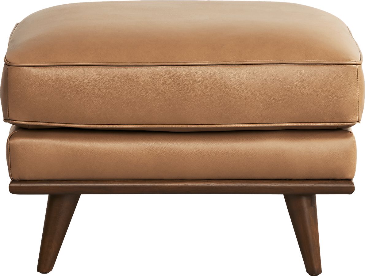 Cassina Court Caramel Leather Ottoman - Rooms To Go
