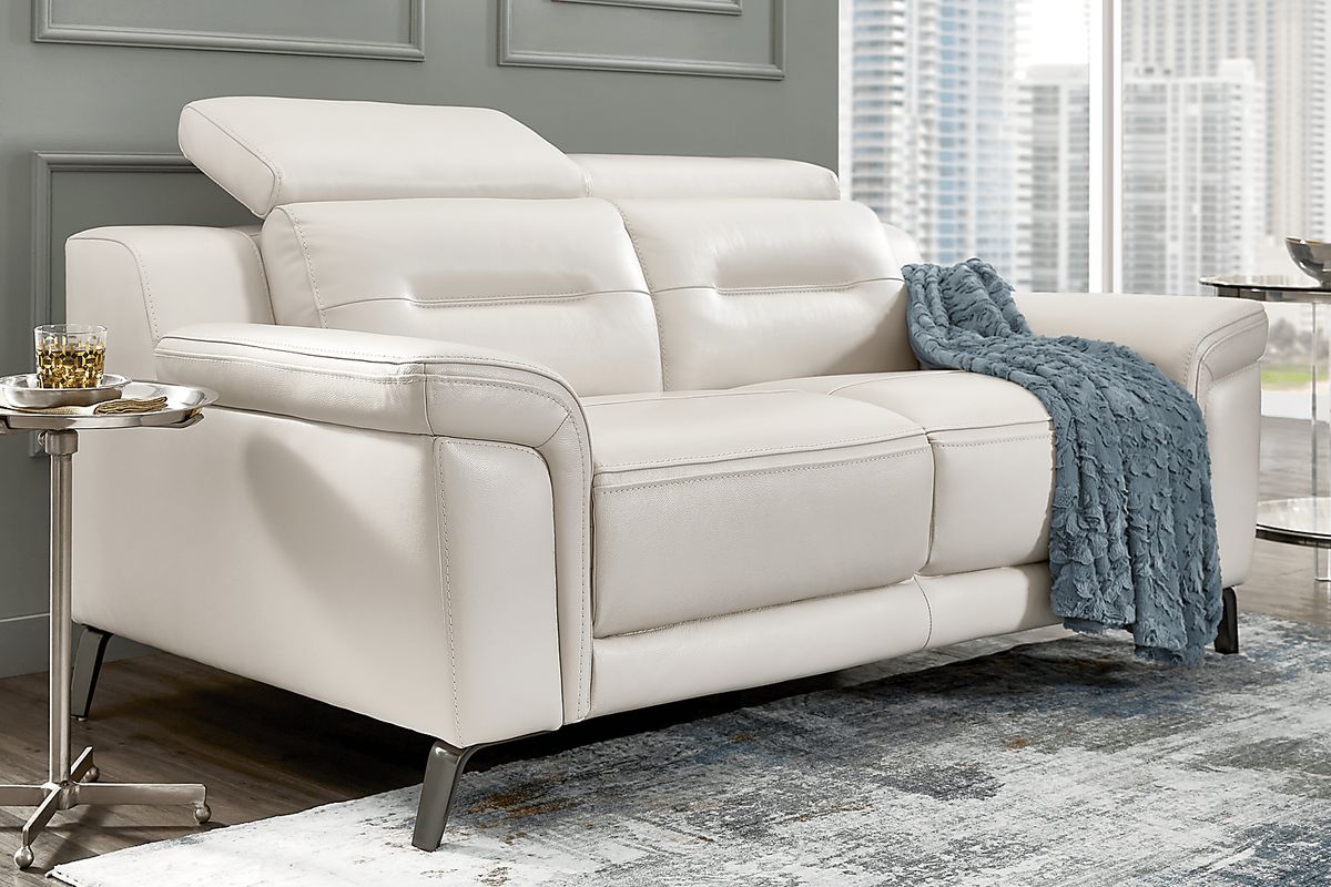 Castella 3 Pc Ivory Beige Leather Dual Power Reclining Living Room Set ...