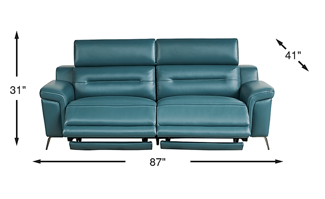 Castella 5 Pc Teal Blue,Green Leather Dual Power Reclining Living Room ...