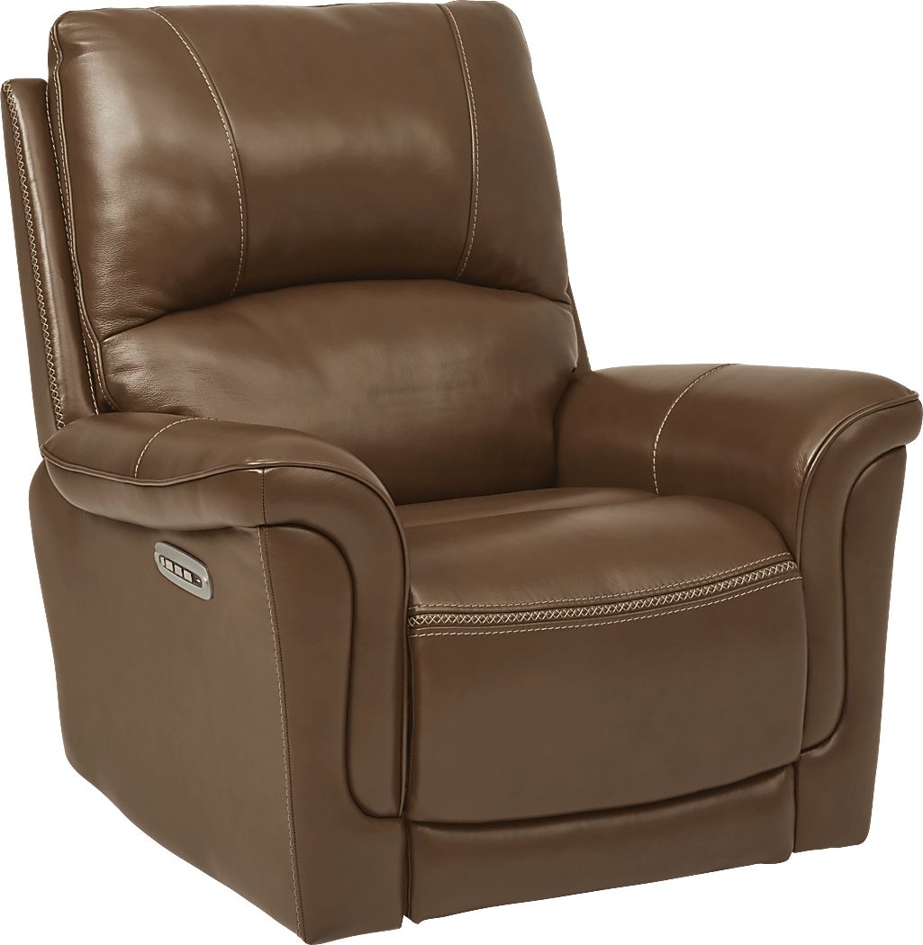 Castmore Brown Leather Triple Power Recliner | Rooms to Go