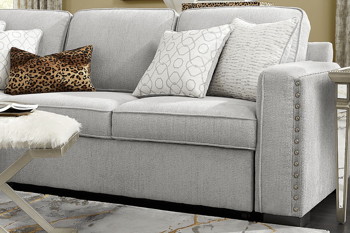 Catania Gray Polyester Fabric 2 Pc Left Arm Chaise Sleeper Sectional ...