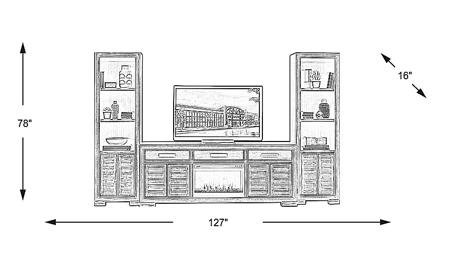 Cates Ridge Light Gray 3 Pc Wall Unit with Electric Fireplace - Rooms To Go