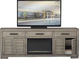 Cates Ridge Light Gray 81 in. Console With Electric Fireplace | Rooms to Go