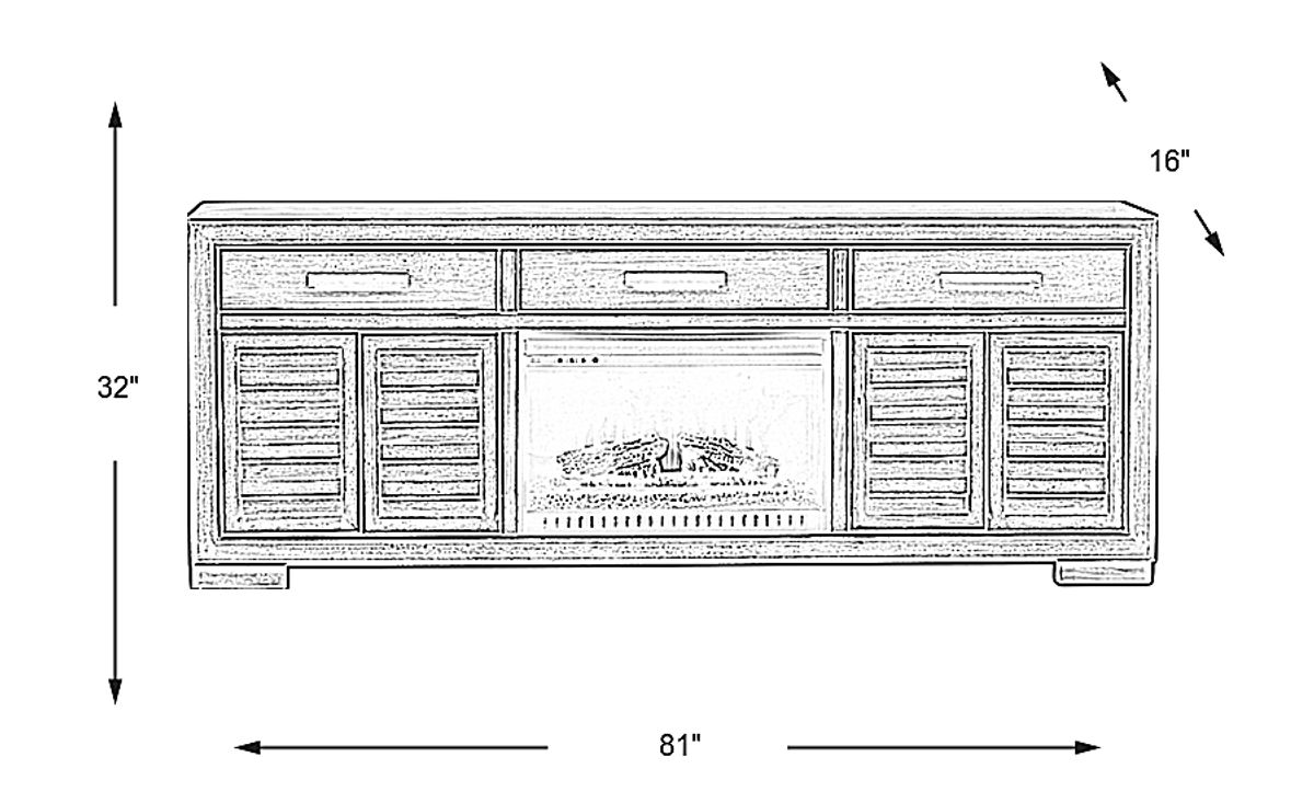 Cates Ridge Light Gray 81 in. Console With Log Fireplace | Rooms to Go