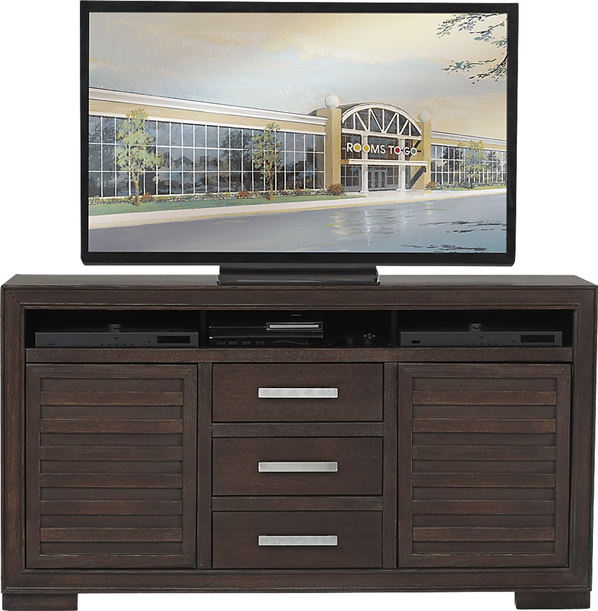 Cates Ridge Tobacco Dark Wood Console | Rooms to Go