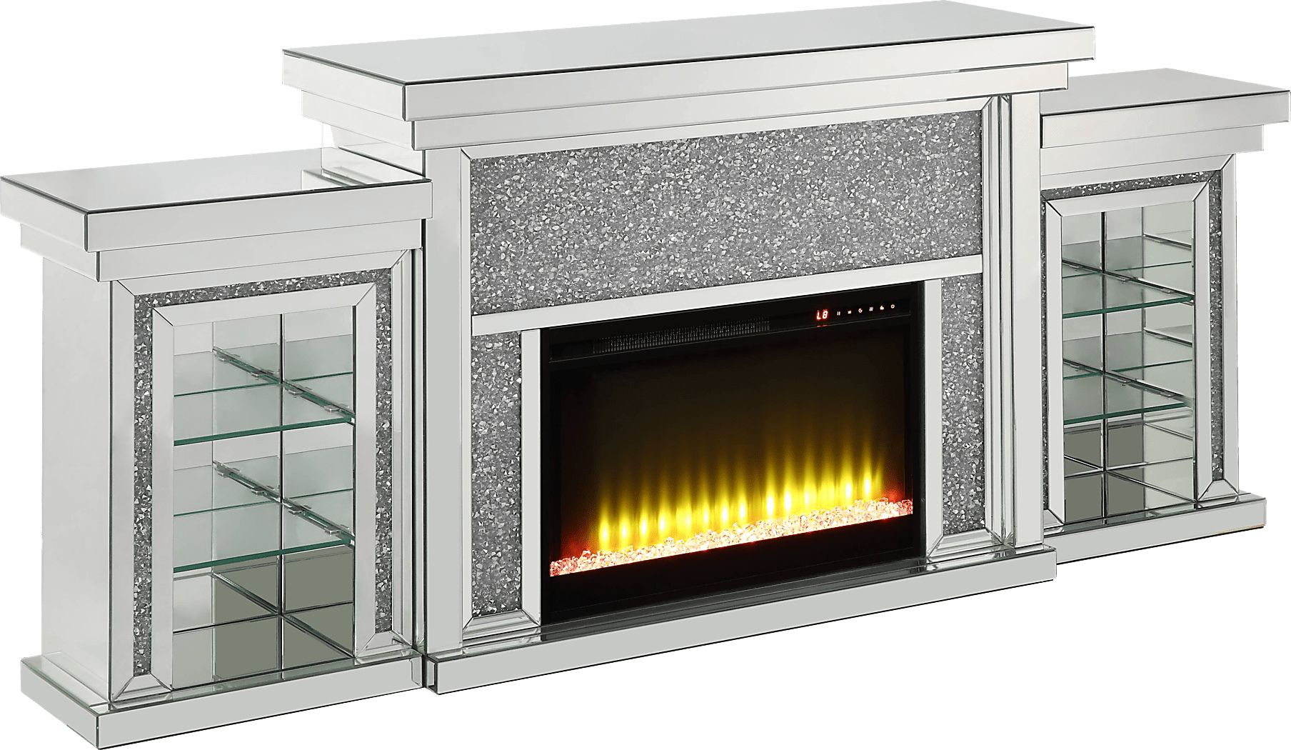Catham Silver Gray 81" Console, With Electric Fireplace | Rooms to Go