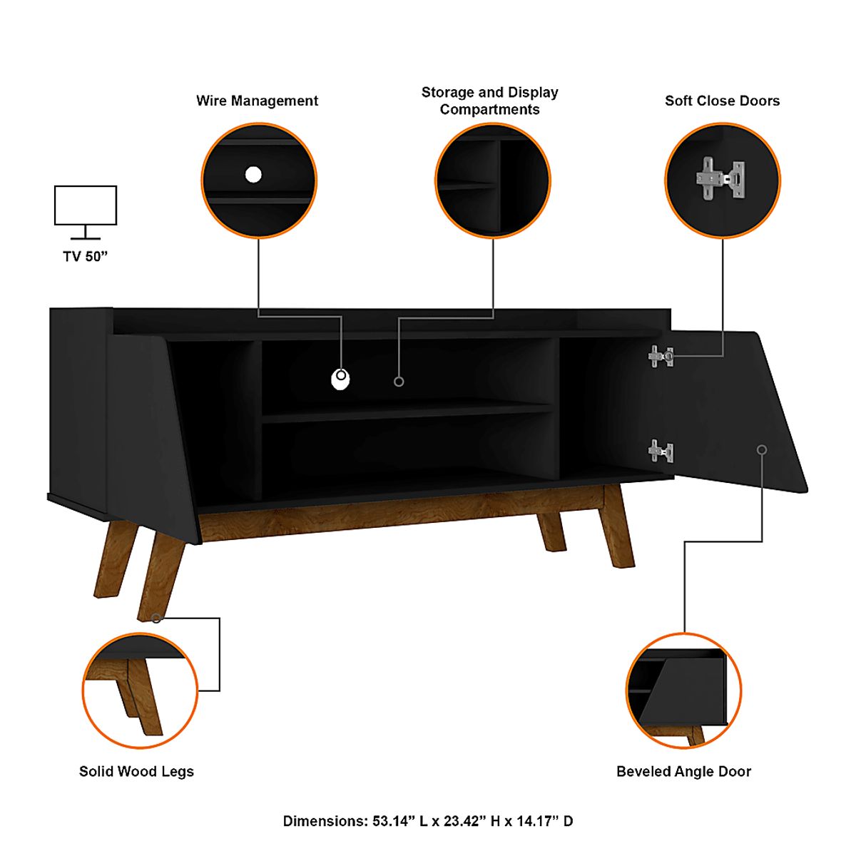 Caughey I Black 53.5" Console | Rooms to Go