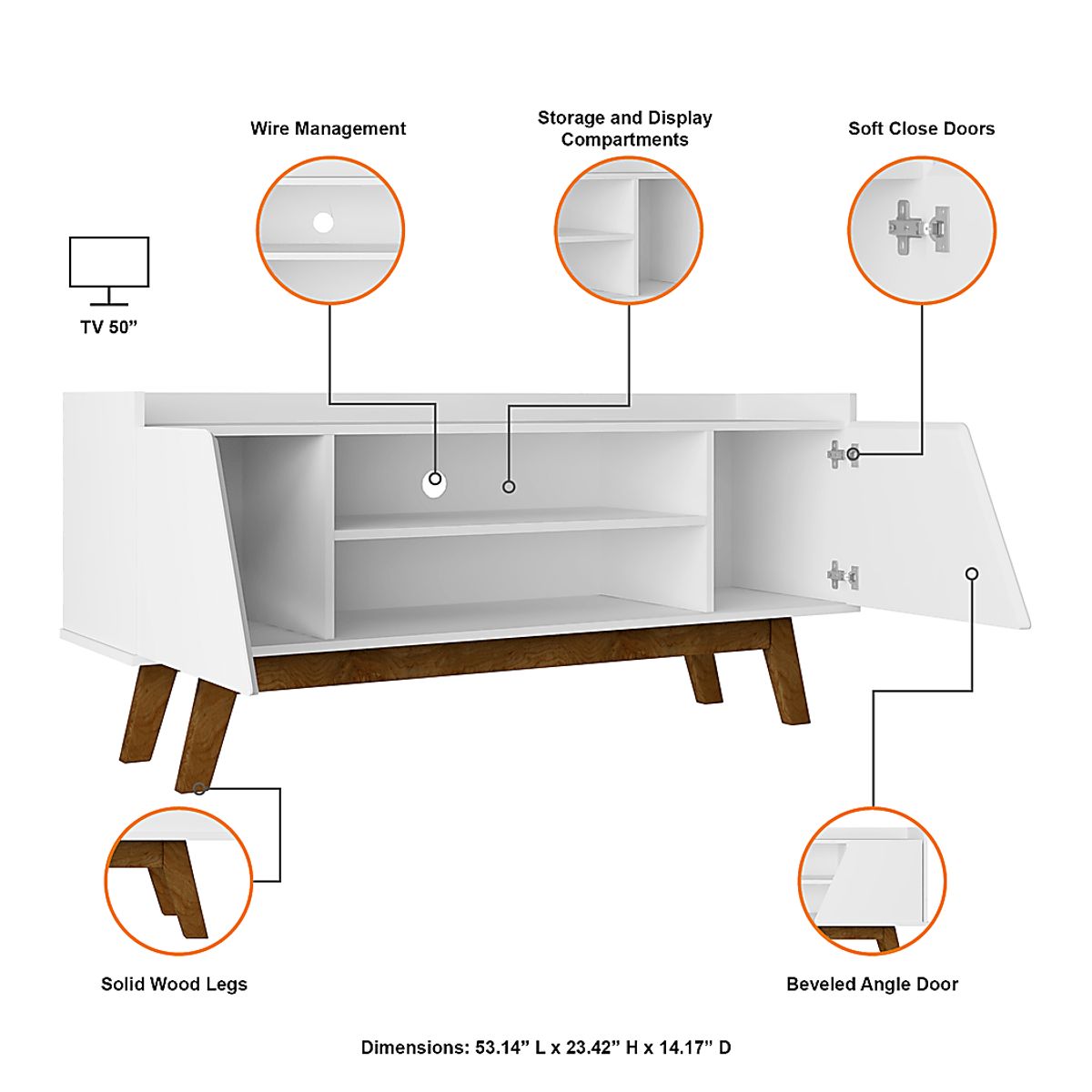 Caughey I White 53.5" Console | Rooms to Go