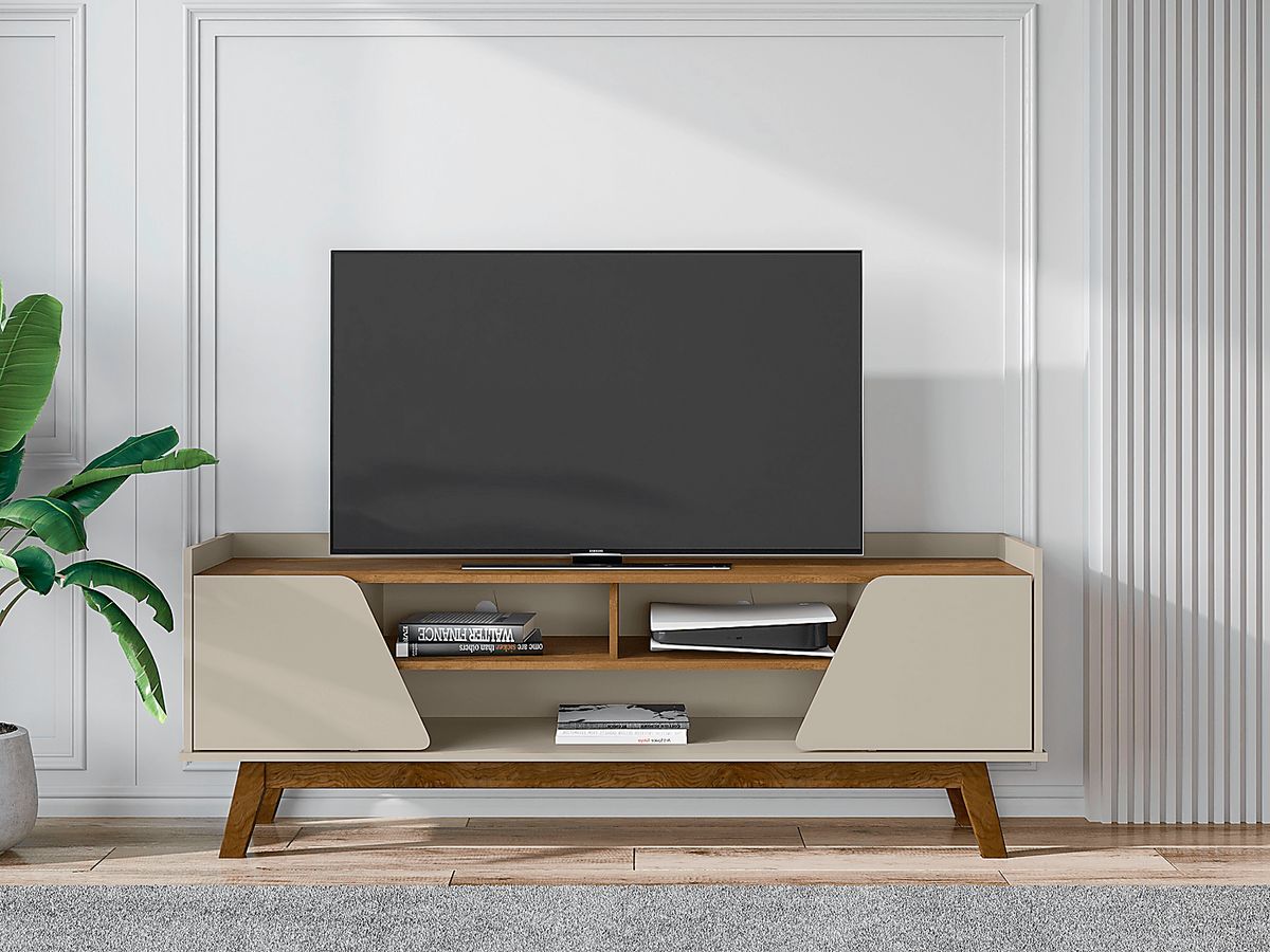 Caughey II Off-White Beige,White 63" Console | Rooms to Go