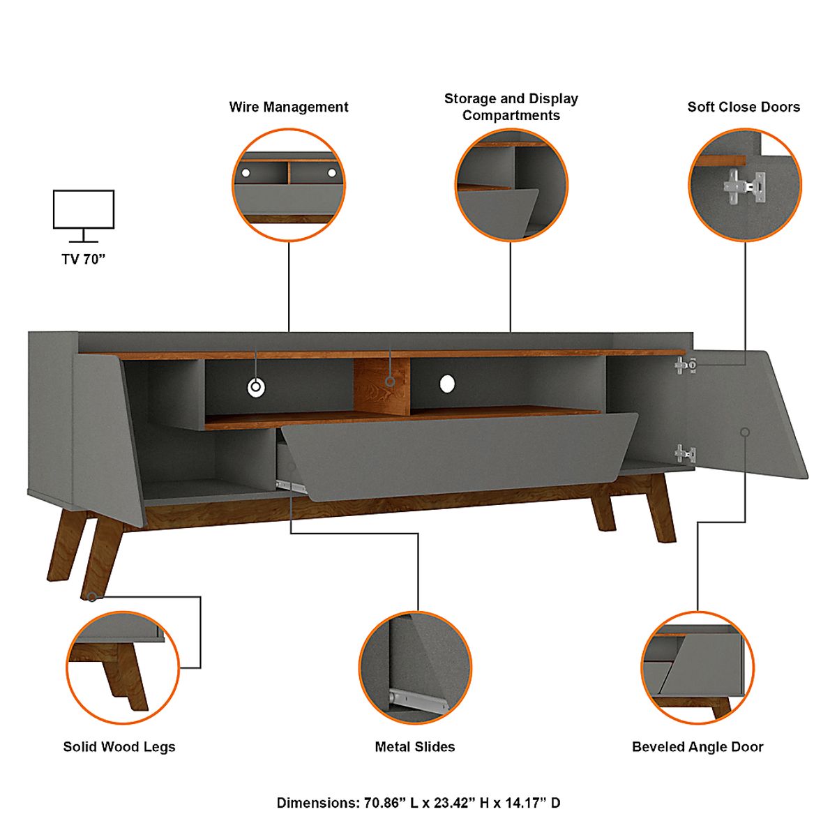 Caughey III Gray 71" Console | Rooms to Go