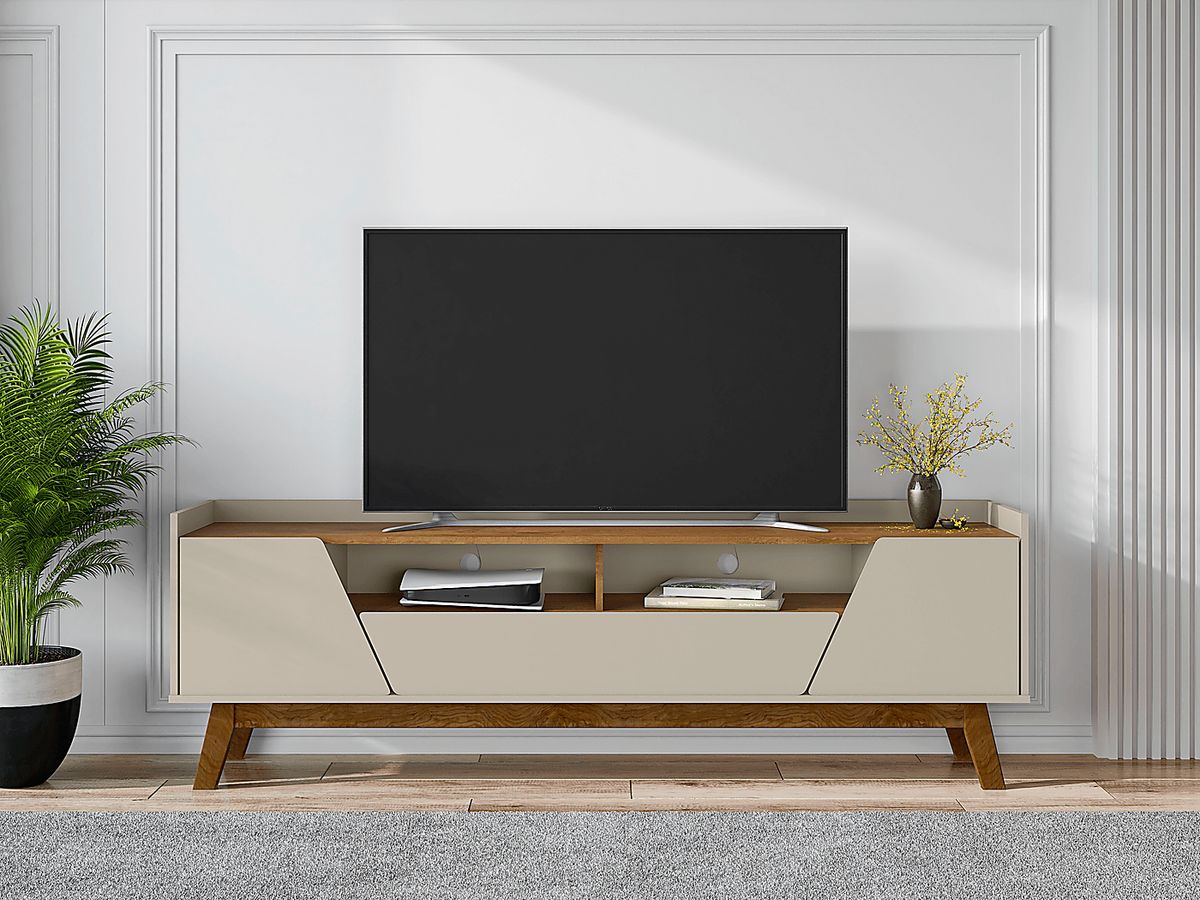 Caughey III Off-White Beige,White 71" Console | Rooms to Go