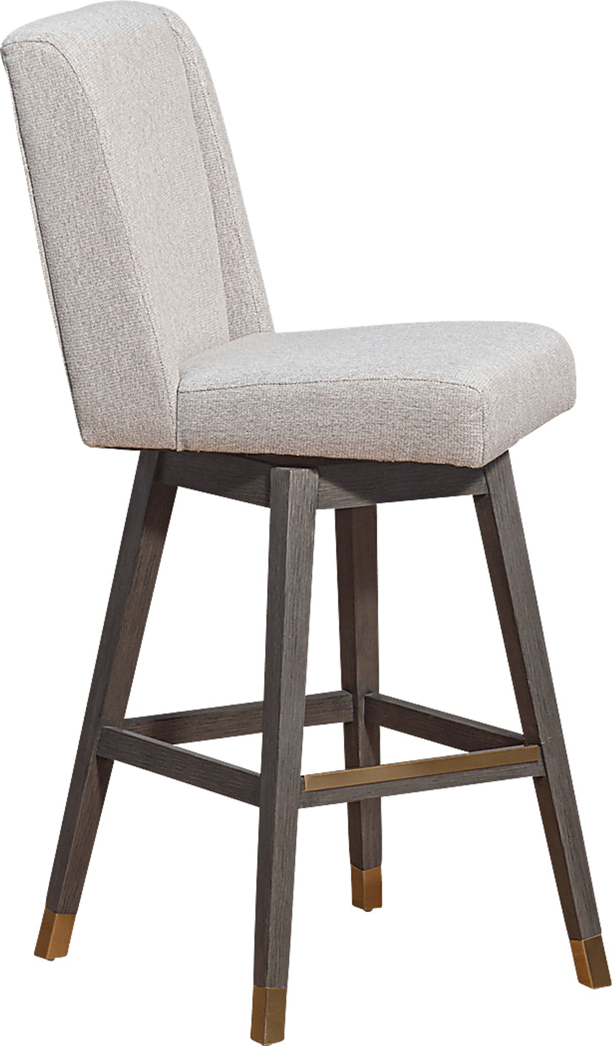 Cauthorn Brown Dark Wood Beige Polyester Fabric Swivel Barstool | Rooms ...