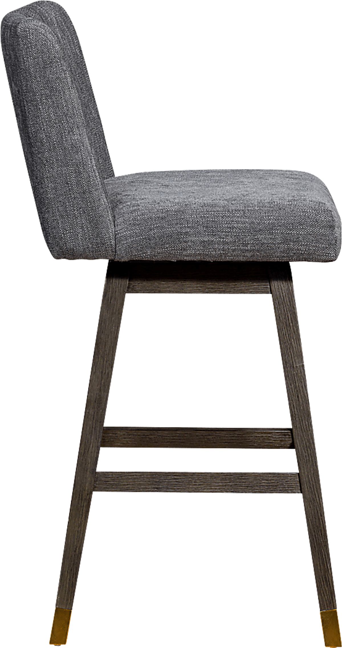 Cauthorn Brown Dark Wood Gray Polyester Fabric Swivel Barstool | Rooms ...