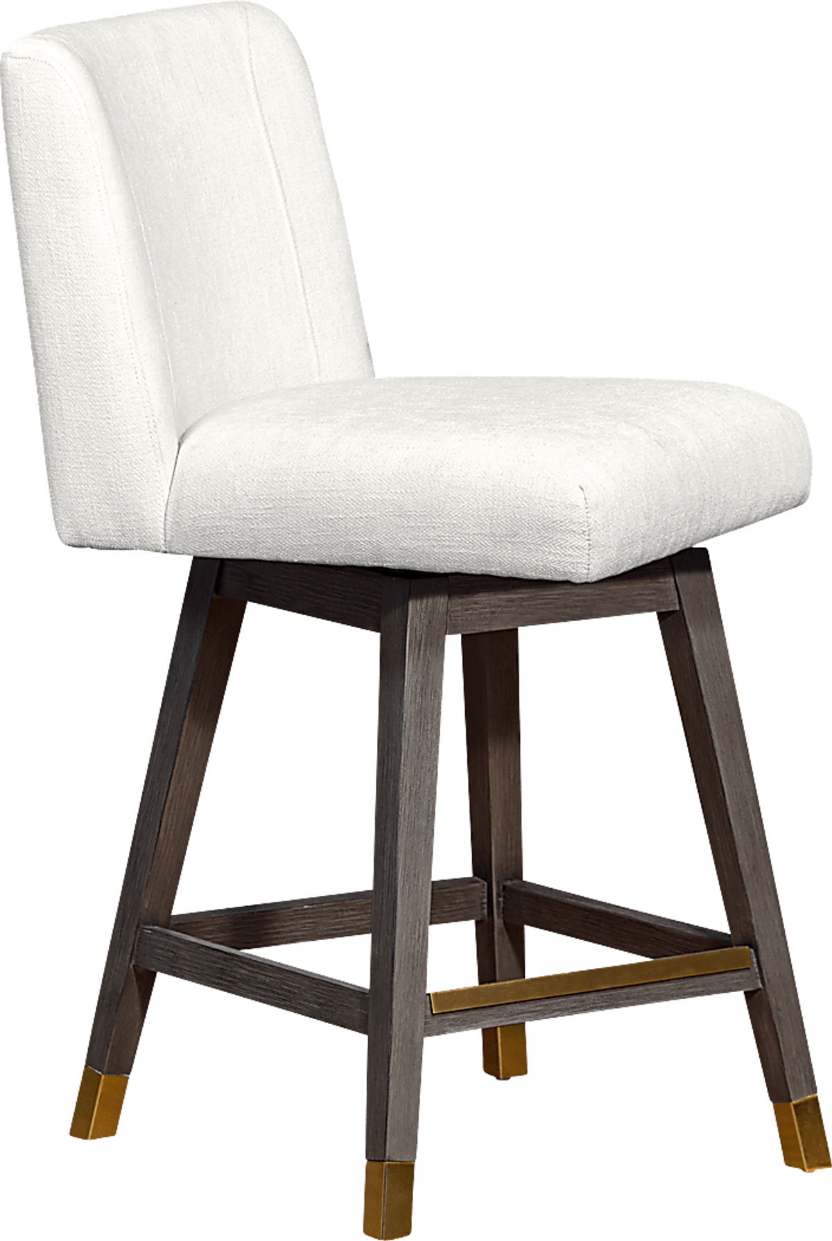Cauthorn Brown Dark Wood Ivory Beige Polyester Fabric Swivel Barstool ...