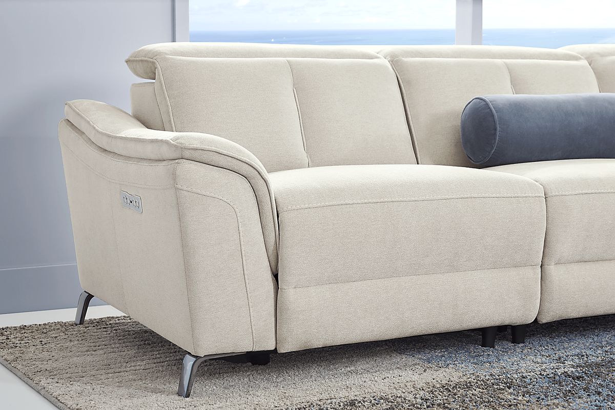 Cavani Gray Chenille Fabric 5pc Right With Bumper Ottoman 5 Pc Dual ...