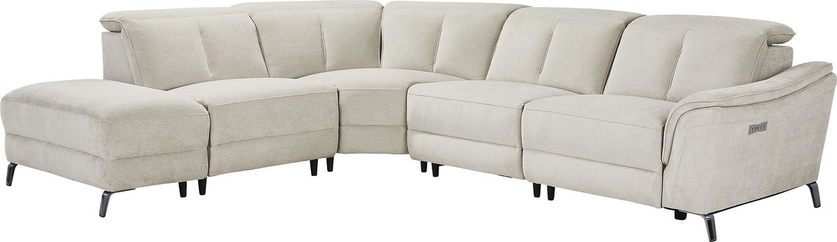 Cavani Gray Chenille Fabric 5pc Left With Bumper Ottoman 5 Pc Dual ...