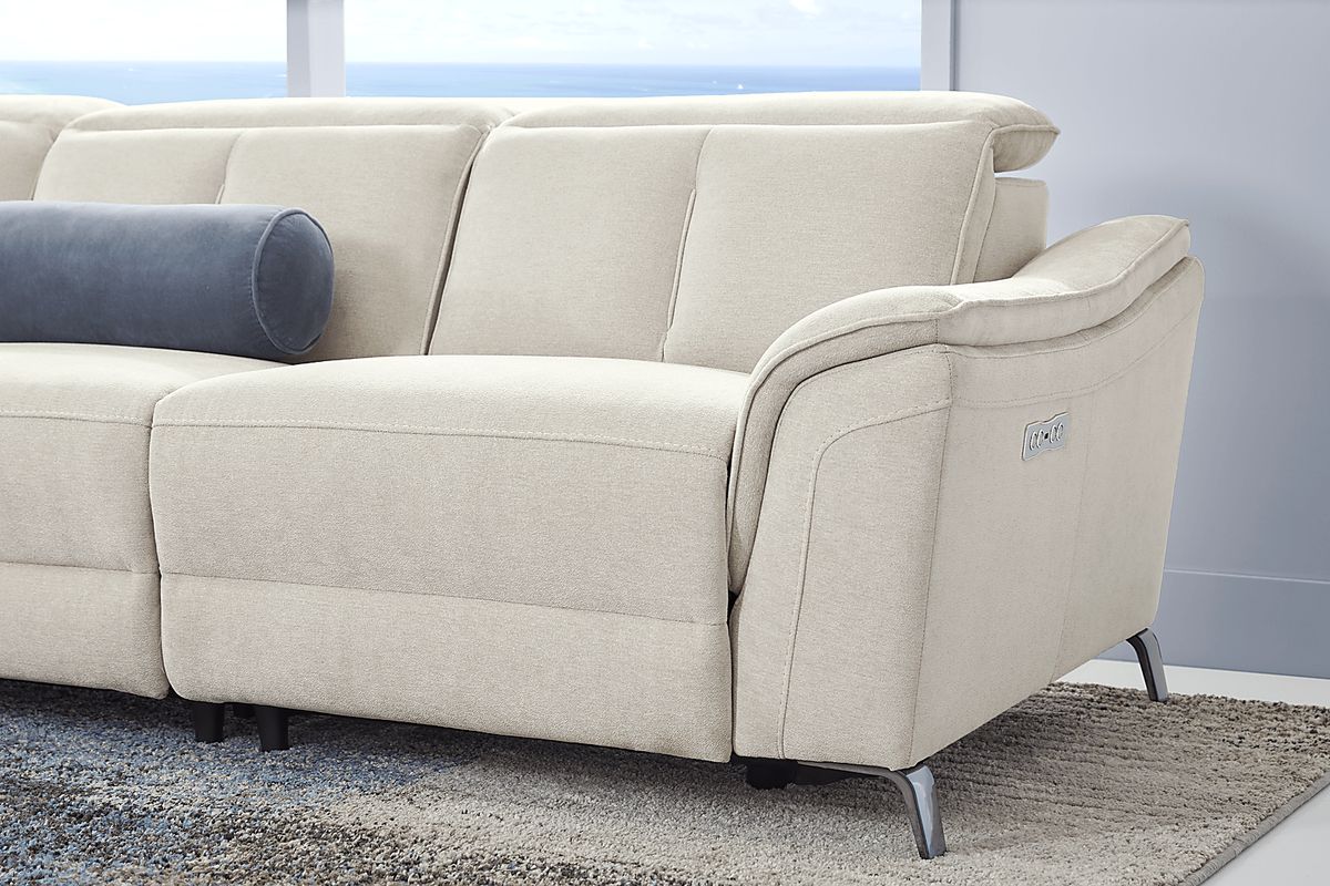 Cavani Gray Chenille Fabric 5pc Left With Bumper Ottoman 5 Pc Dual ...
