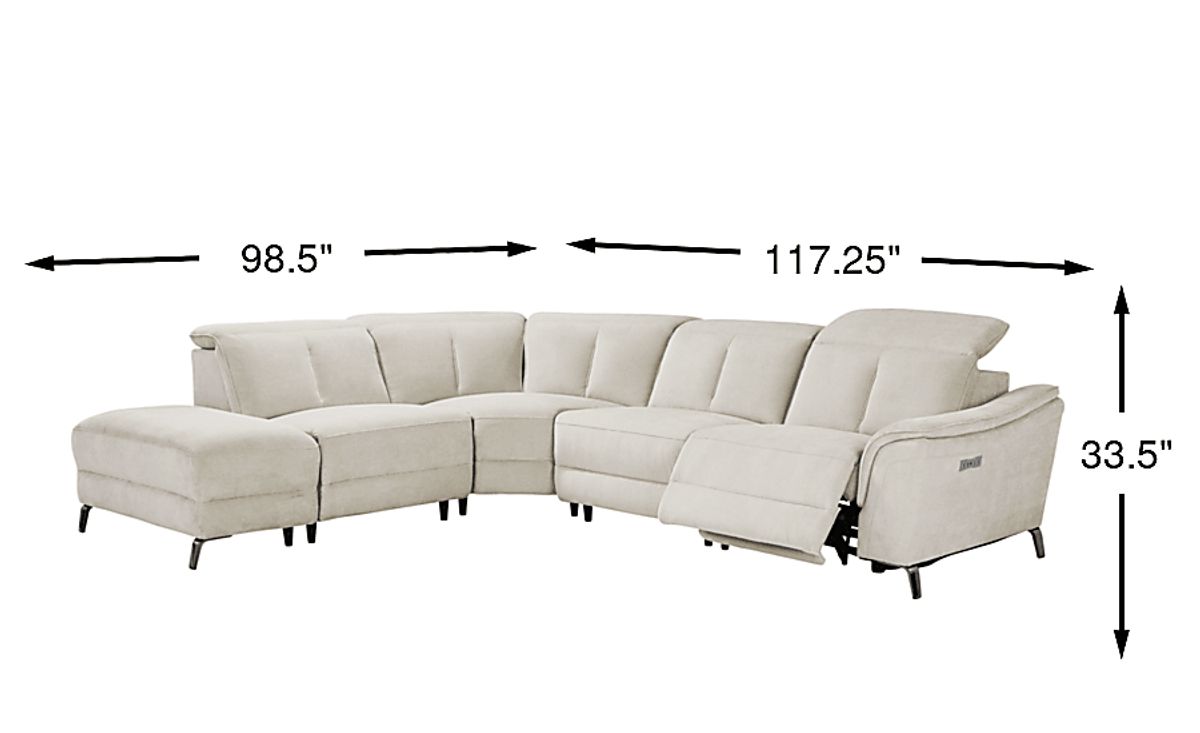 Cavani Gray Chenille Fabric 5pc Left With Bumper Ottoman 5 Pc Dual ...