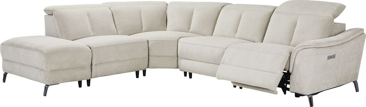 Cavani Gray Chenille Fabric 5pc Left With Bumper Ottoman 5 Pc Dual ...