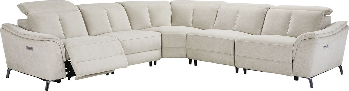 Cavani Gray Chenille Fabric 5pc 5 Pc Dual Power Reclining Sectional ...