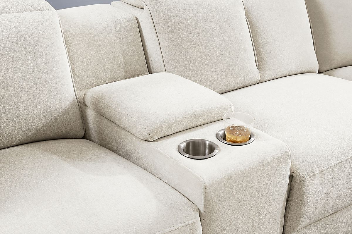 Cavani Gray Chenille Fabric 6pc Right With Bumper Ottoman 6 Pc Dual ...