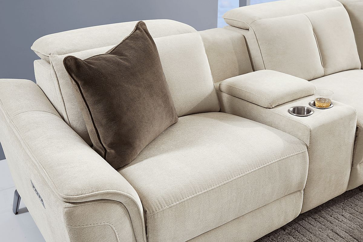 Cavani Gray Chenille Fabric 6pc Right With Bumper Ottoman 6 Pc Dual ...
