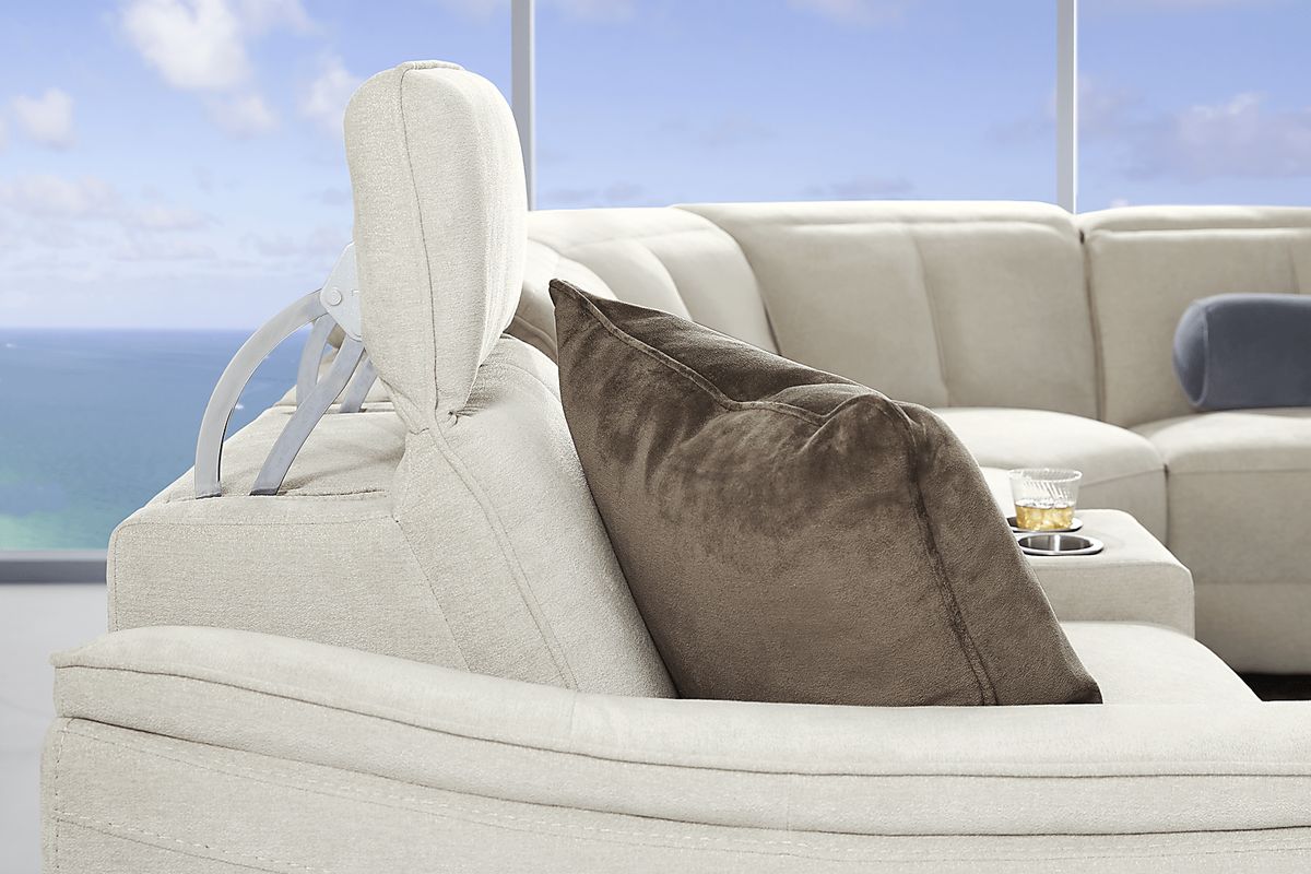 Cavani Gray Chenille Fabric 6pc Right With Bumper Ottoman 6 Pc Dual ...