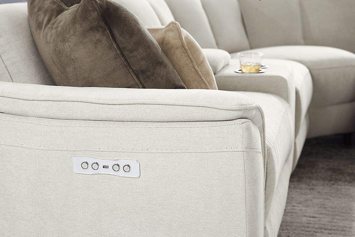 Cavani Gray Chenille Fabric 6pc Right With Bumper Ottoman 6 Pc Dual ...