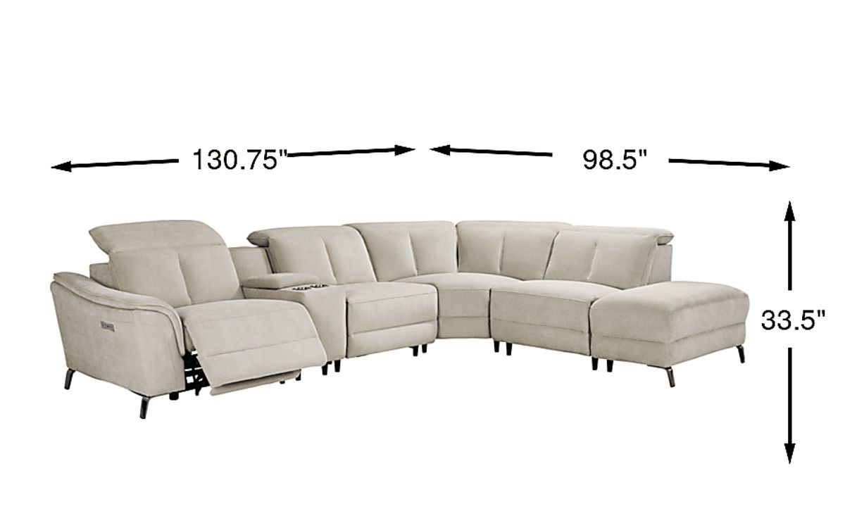 Cavani Gray Chenille Fabric 6pc Right With Bumper Ottoman 6 Pc Dual ...