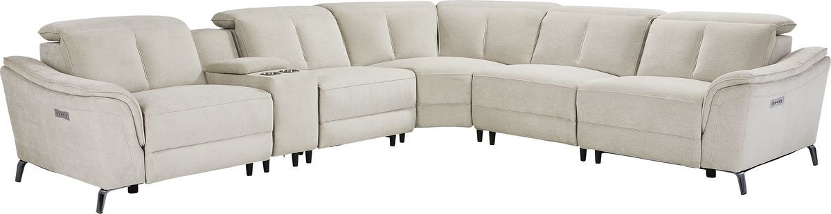 Cavani Gray Chenille Fabric 6pc 6 Pc Dual Power Reclining Sectional ...