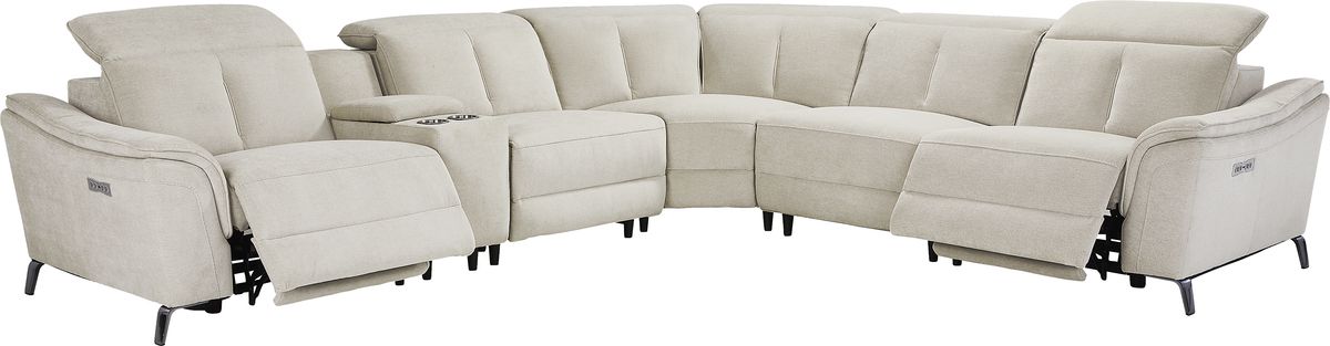 Cavani Gray Chenille Fabric 6pc 6 Pc Dual Power Reclining Sectional ...