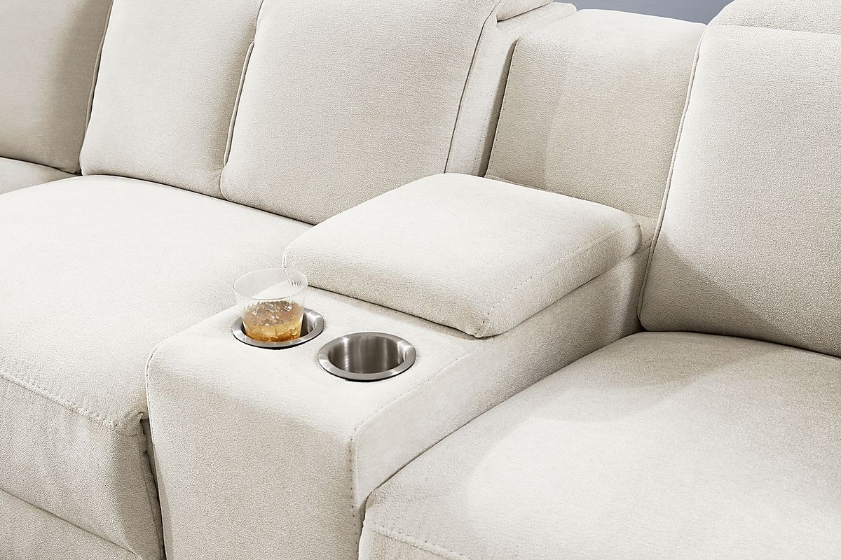 Cavani Gray Chenille Fabric 6pc Left With Bumper Ottoman 6 Pc Dual ...