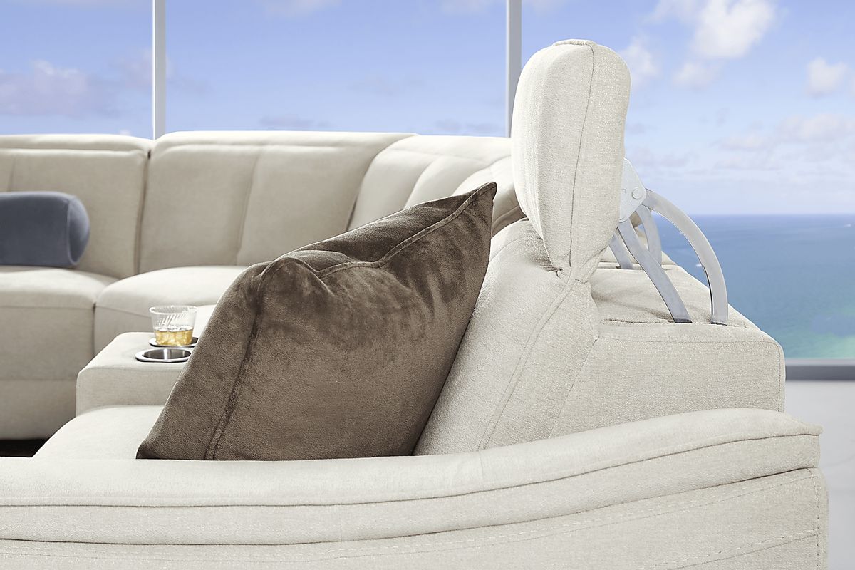 Cavani Gray Chenille Fabric 6pc Left With Bumper Ottoman 6 Pc Dual ...