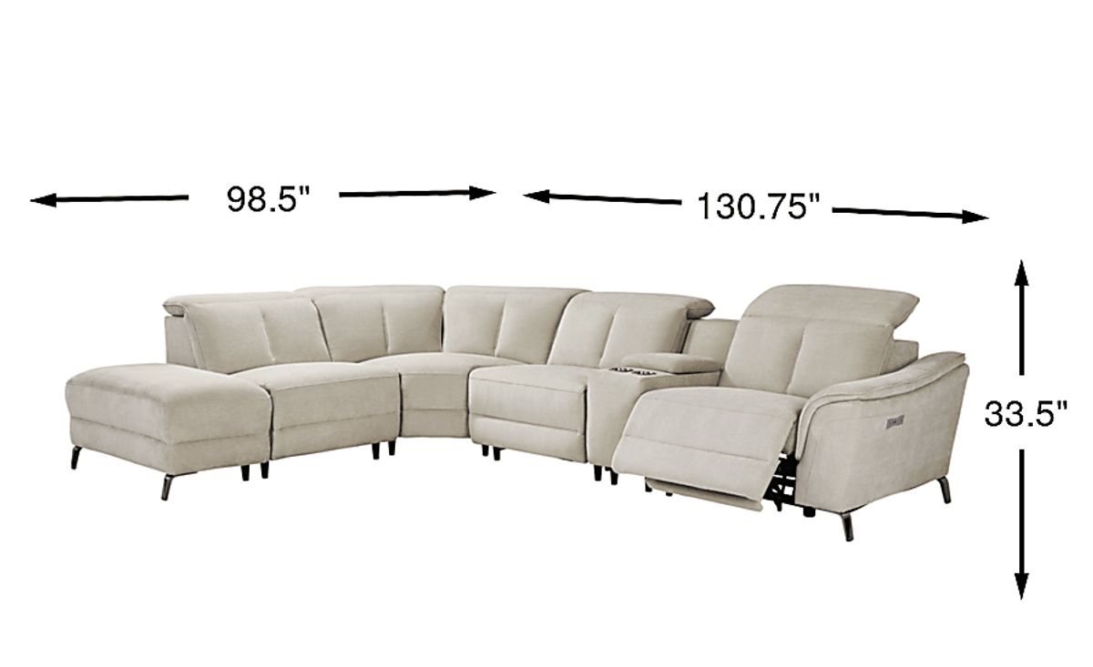 Cavani Gray Chenille Fabric 6pc Left With Bumper Ottoman 6 Pc Dual ...